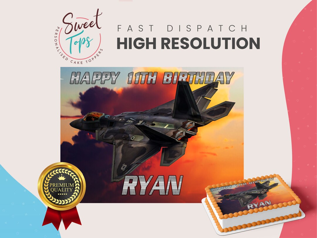 Fighter Jet Personalised Rectangle Edible Cake Topper Decoration - Etsy