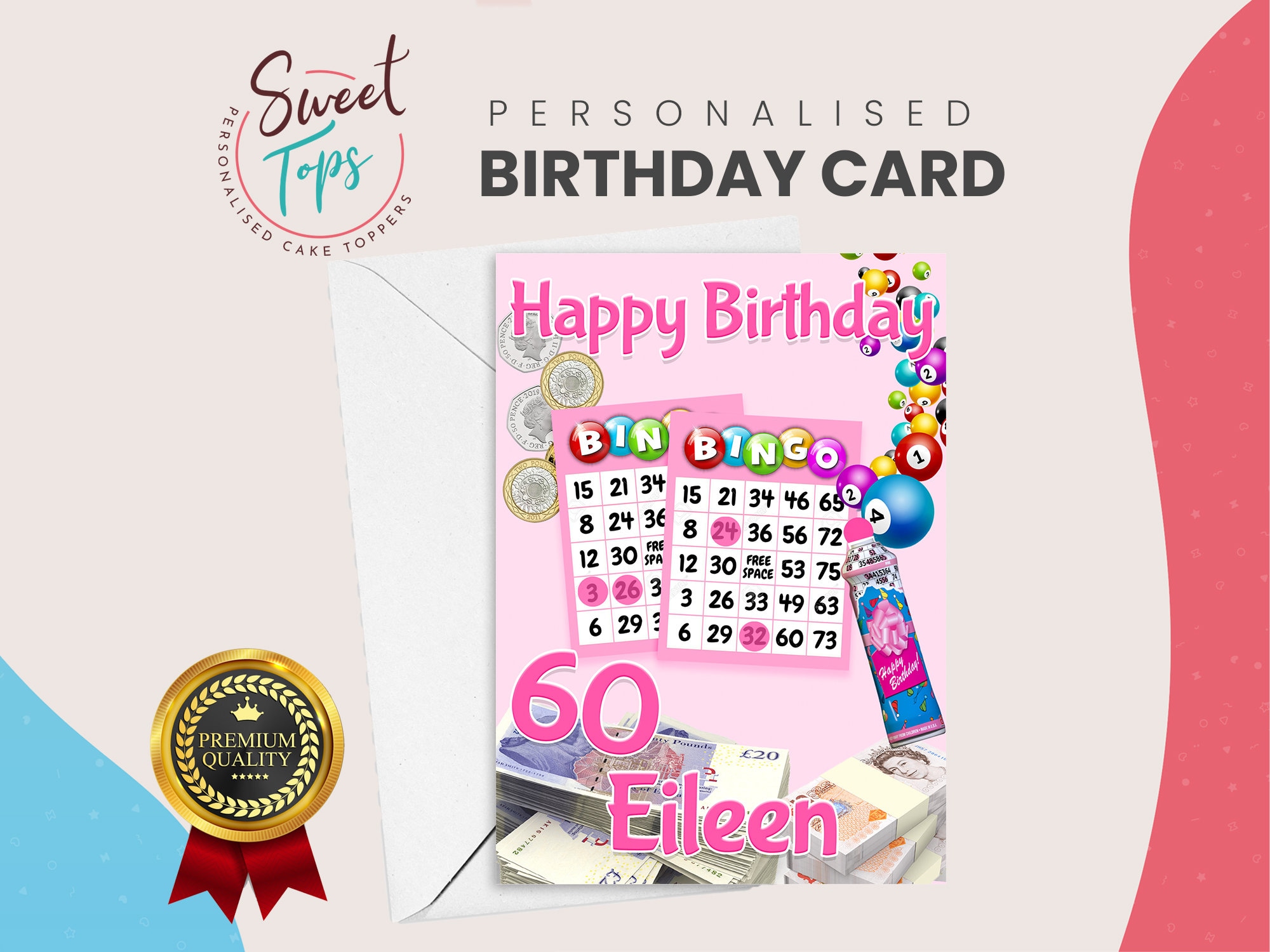 Personalised A5 Birthday Card Bingo Theme Any Name & Age - Etsy