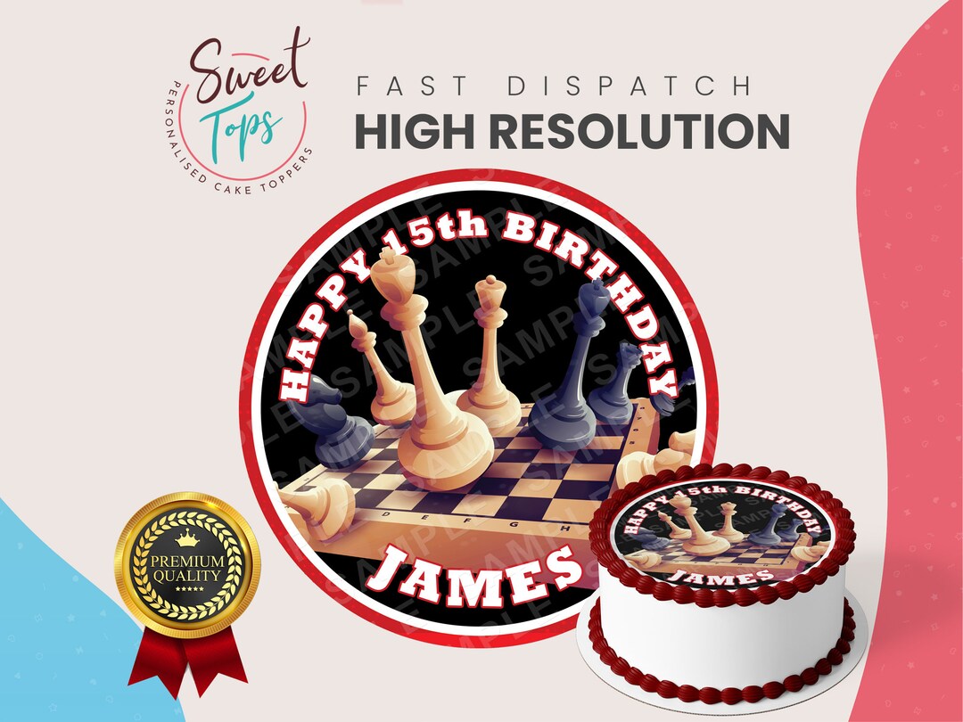 Chess Round Edible Cake Topper Decoration Personalised - Etsy