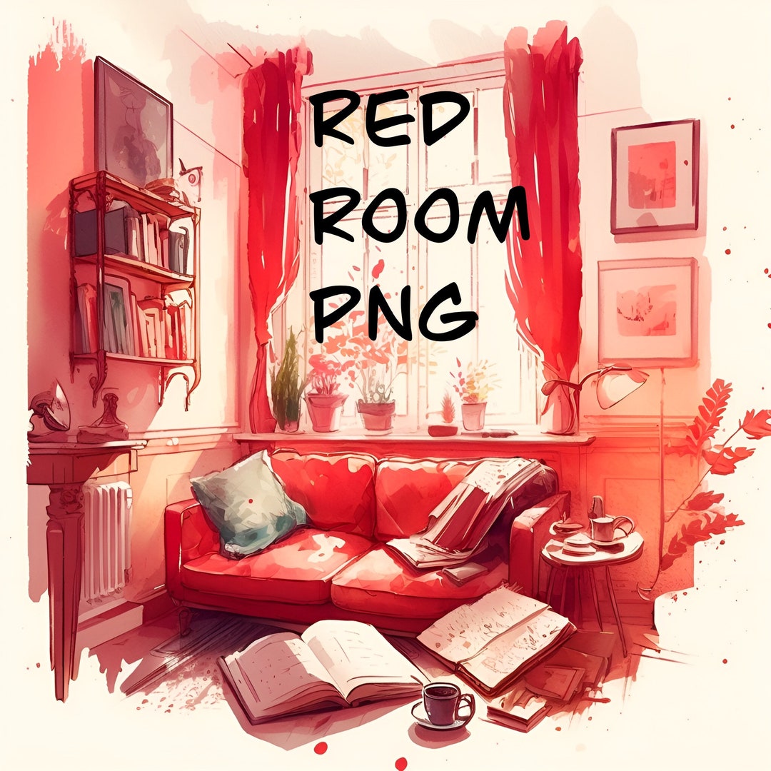 Illustration of a Red Room Watercolor Illustration Instant - Etsy