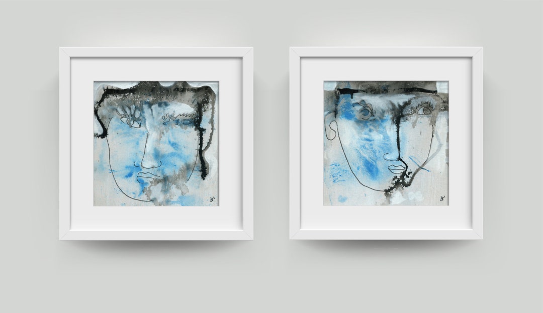 Painting 2x 20/20 Cm 7.87 / 7.87 Inch Two-part Painting Drawing - Etsy