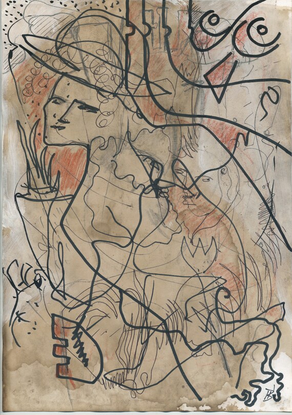 Originalbild Kunst abstrakt Unikat auf Papier DIN A4 Mixed Media & Collage Paper Art ...