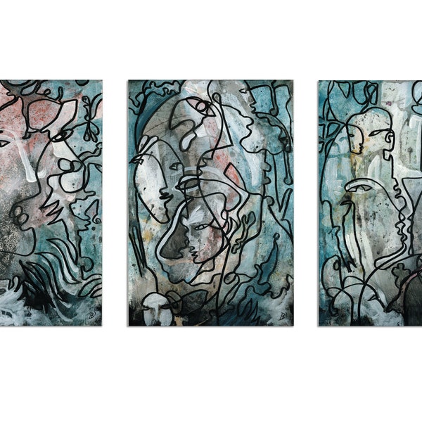 Triptych Painting - Etsy