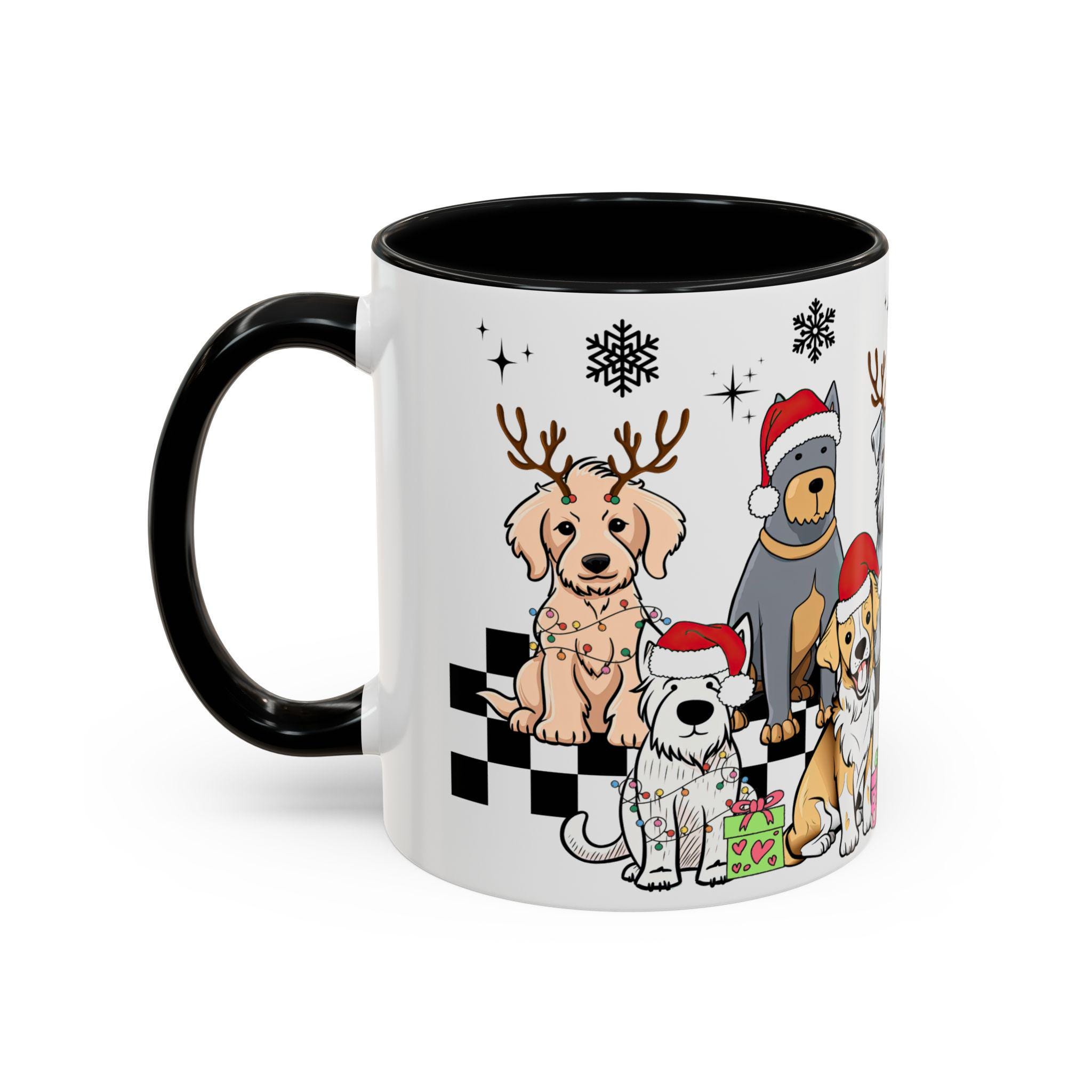 Christmas Dogs Santa Hat Coffee Mug, 15oz Holiday Dog Breeds Ceramic ...