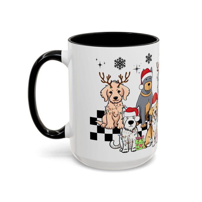 Christmas Dogs Santa Hat Coffee Mug, 15oz Holiday Dog Breeds Ceramic ...