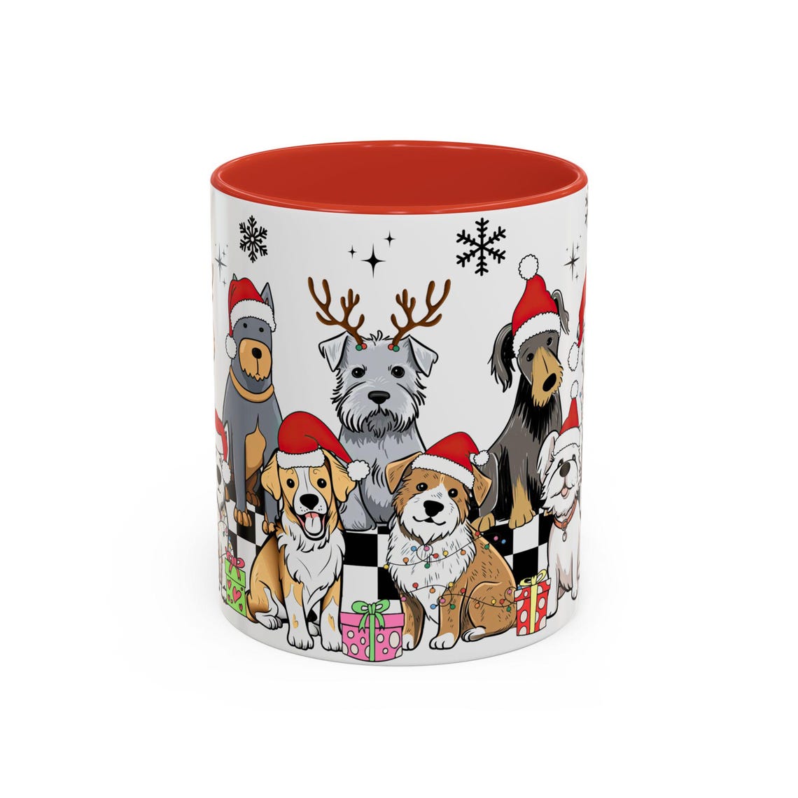 Christmas Dogs Santa Hat Coffee Mug, 15oz Holiday Dog Breeds Ceramic ...