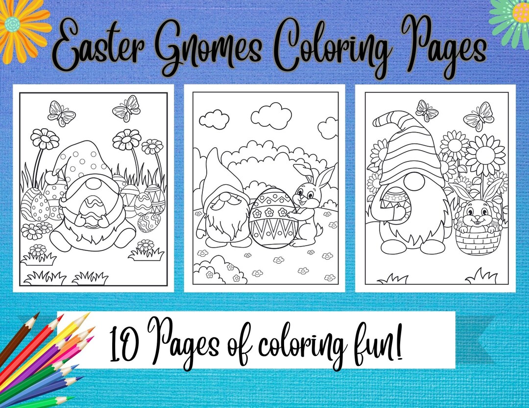 Easter Gnomes Coloring Pages - Etsy