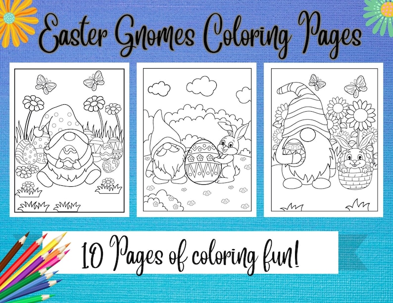 Easter Gnomes Coloring Pages - Etsy