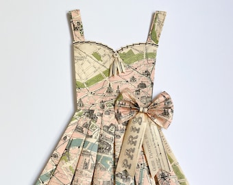 Paris Map Dress where to Go, What to See Map Paper Dress 20x28 - Etsy