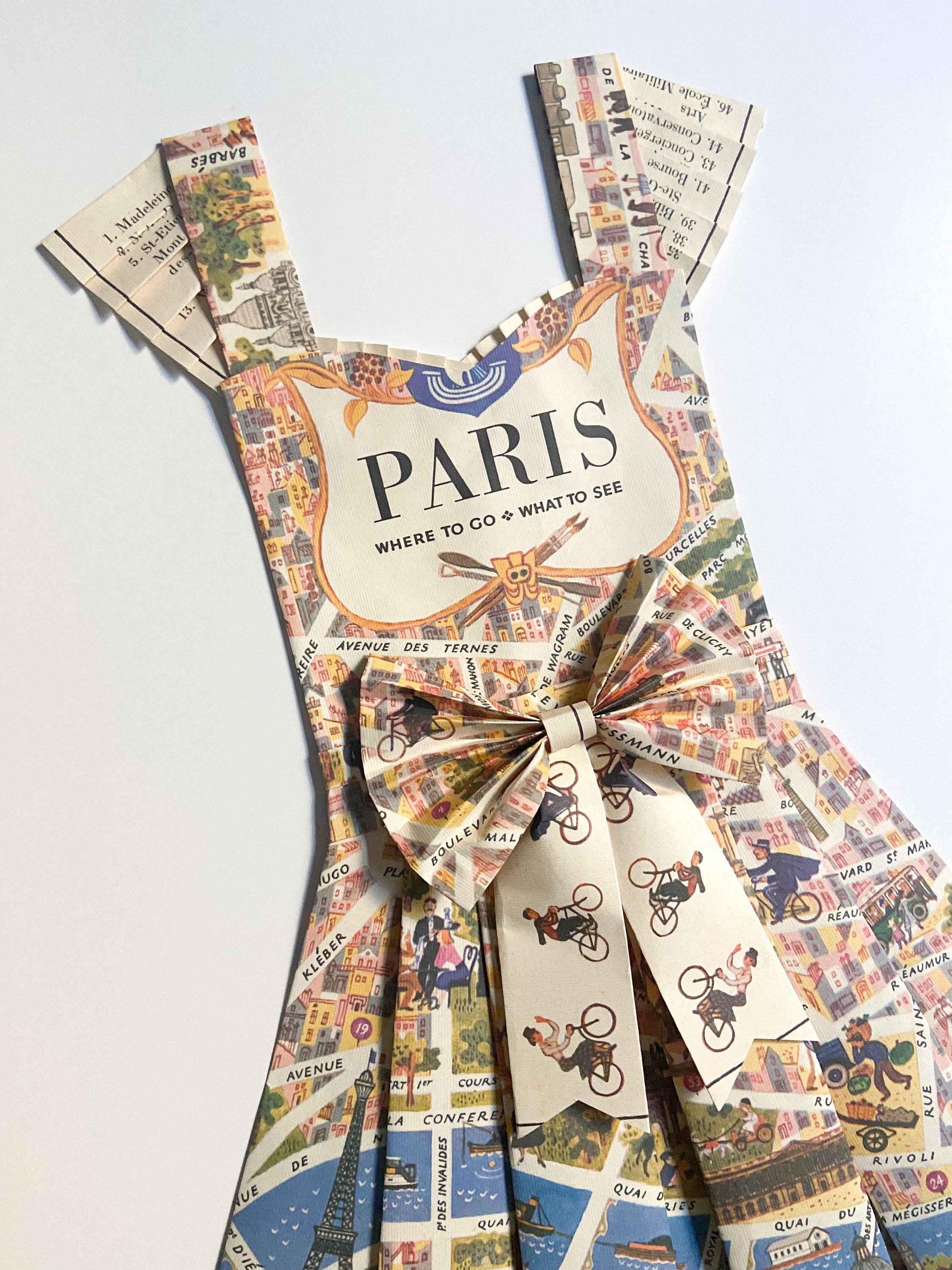 Paris Map Dress where to Go, What to See Map Paper Dress 20x28 - Etsy