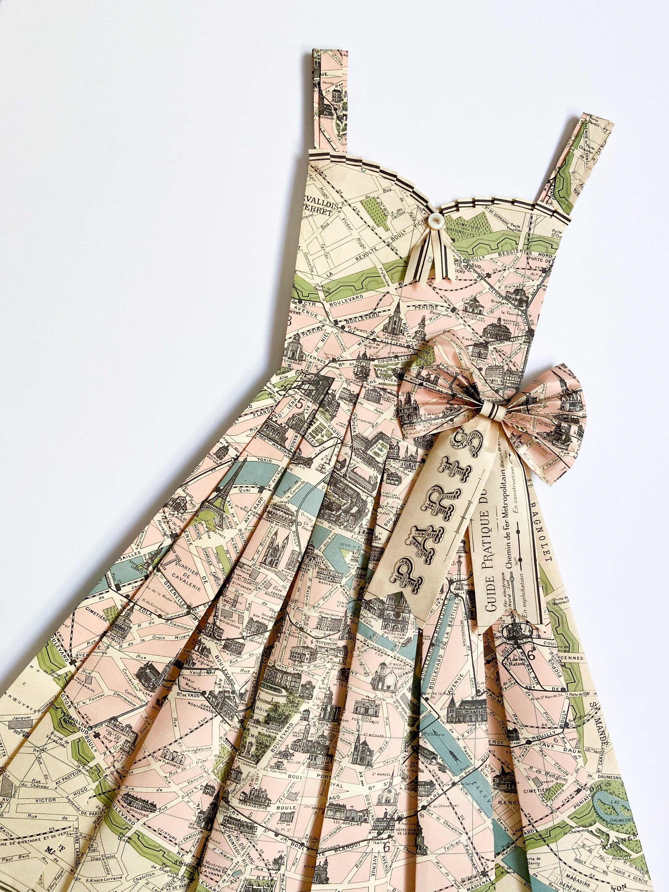 Paper Dress Paris Map Dress - Etsy