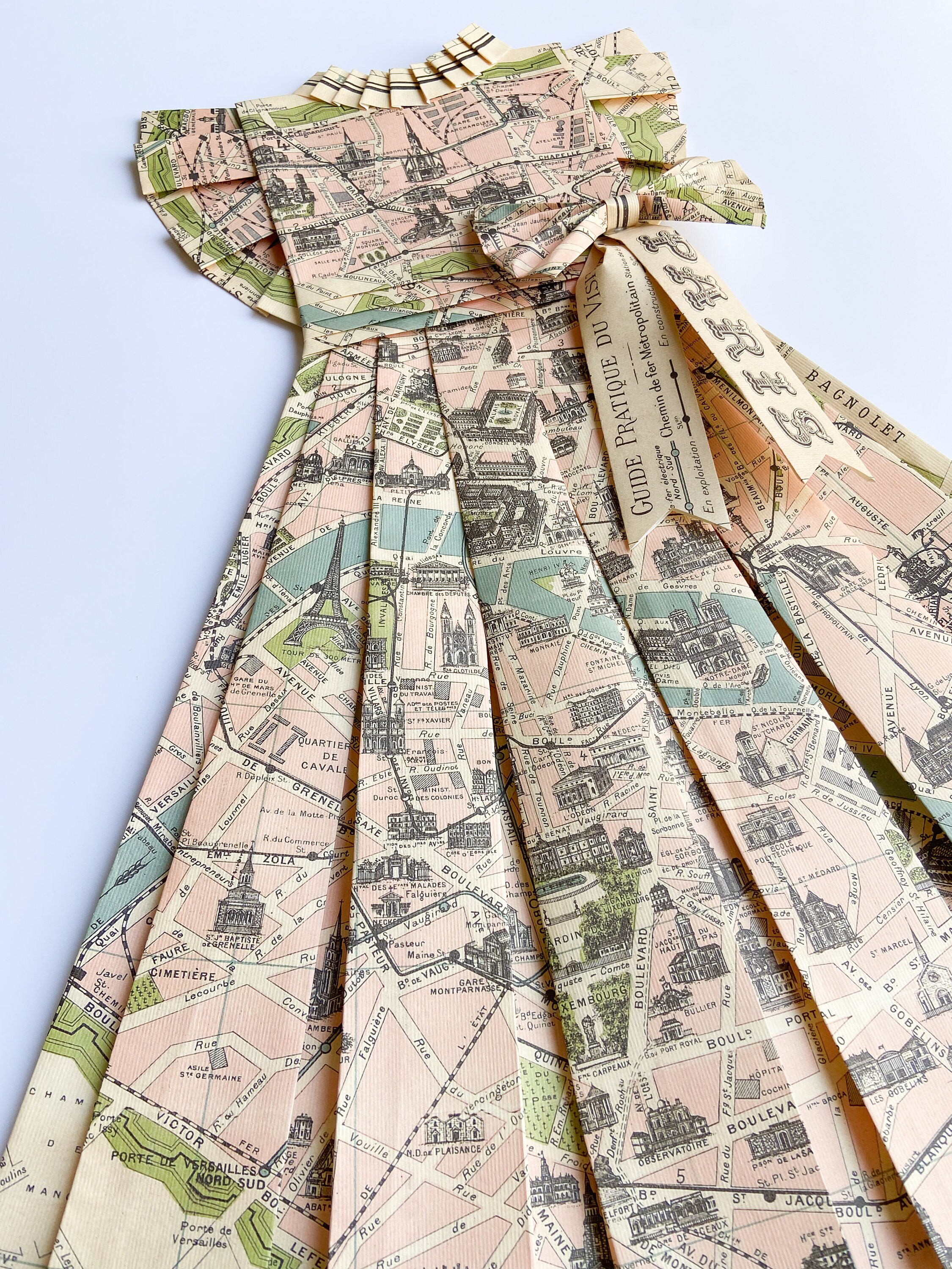 Paper Dress- Vintage Paris Map Dress - Etsy