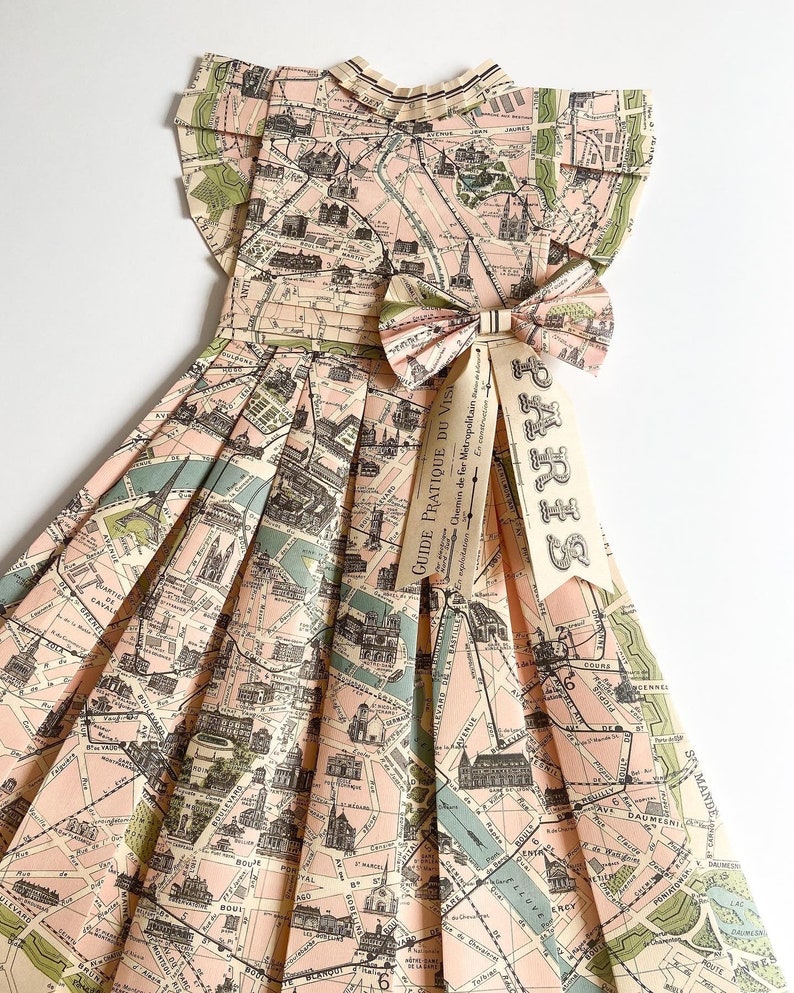 Paper Dress- Vintage Paris Map Dress - Etsy