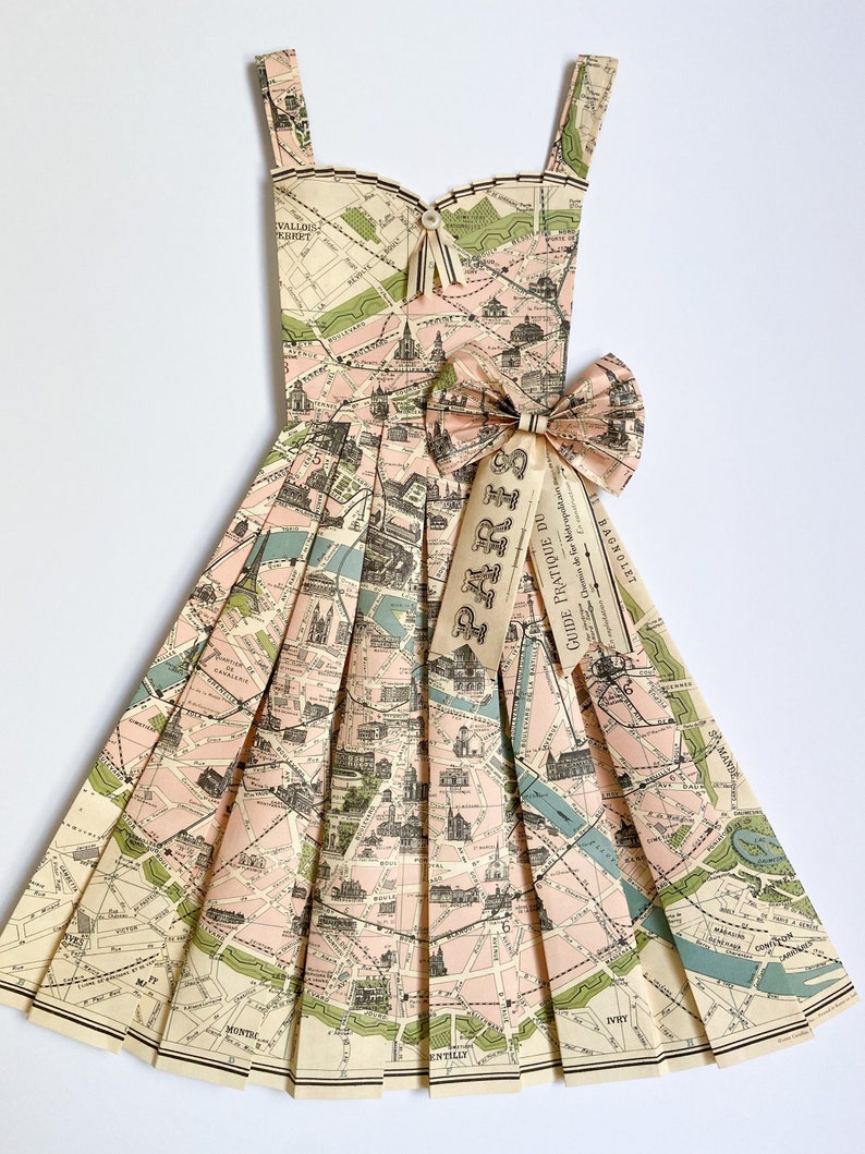 Paper Dress - Paris Map Dress - Etsy