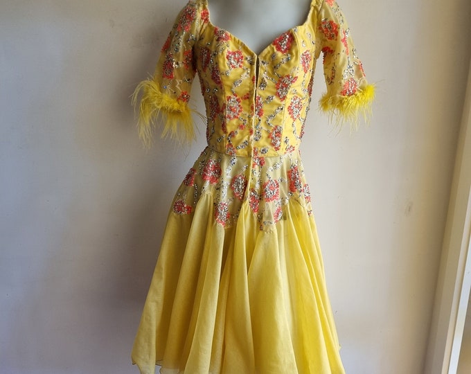 Rare Yellow and Pink True Vintage Dancing Costume Dress, Sheer Stage ...