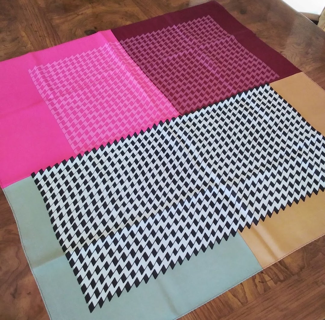 Ellen Tracy Silk Scarf, Modern Geometric Print, 90s // American ...