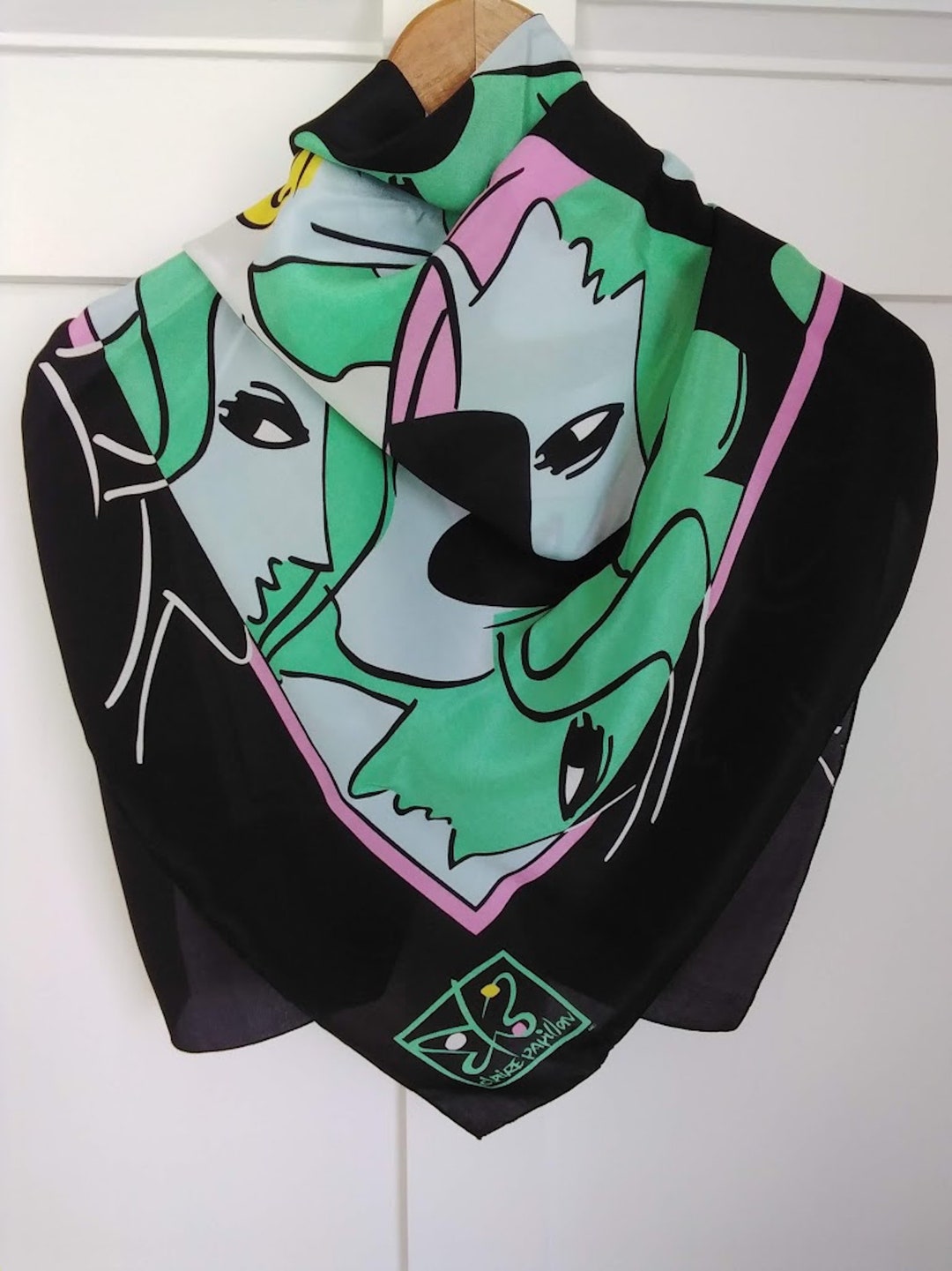 Claire Papillon Large Silk Scarf, Quirky Portraits Print // Montreal ...