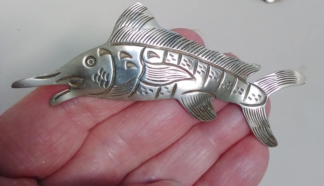 Funky Sailfish Pin, Artisan Made, Unmarked // Hand Made, Fun, Quirky ...
