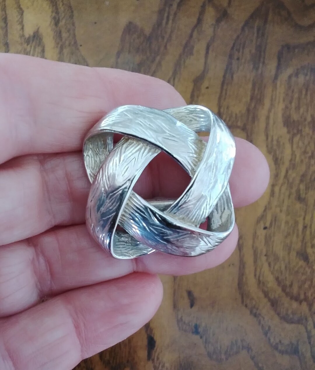 Silvertone Scarf Clip, 4 Point Loop, 80s // Silver Metal, Interlocking ...