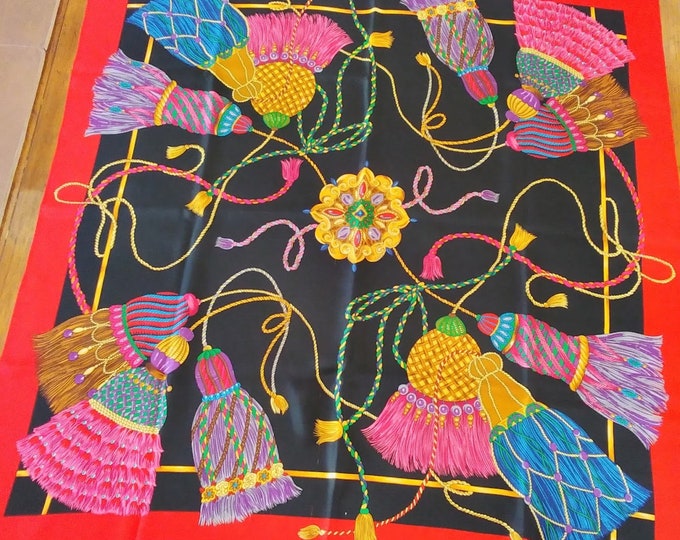 Ports International Silk Scarf With Tassels Motif, 80s // Luxury ...