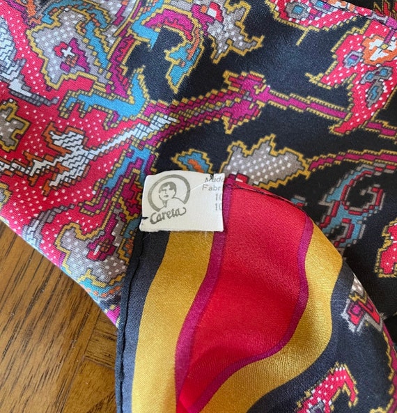 Careta silk scarf, made in Japan, 70s // geometric pa… - Gem