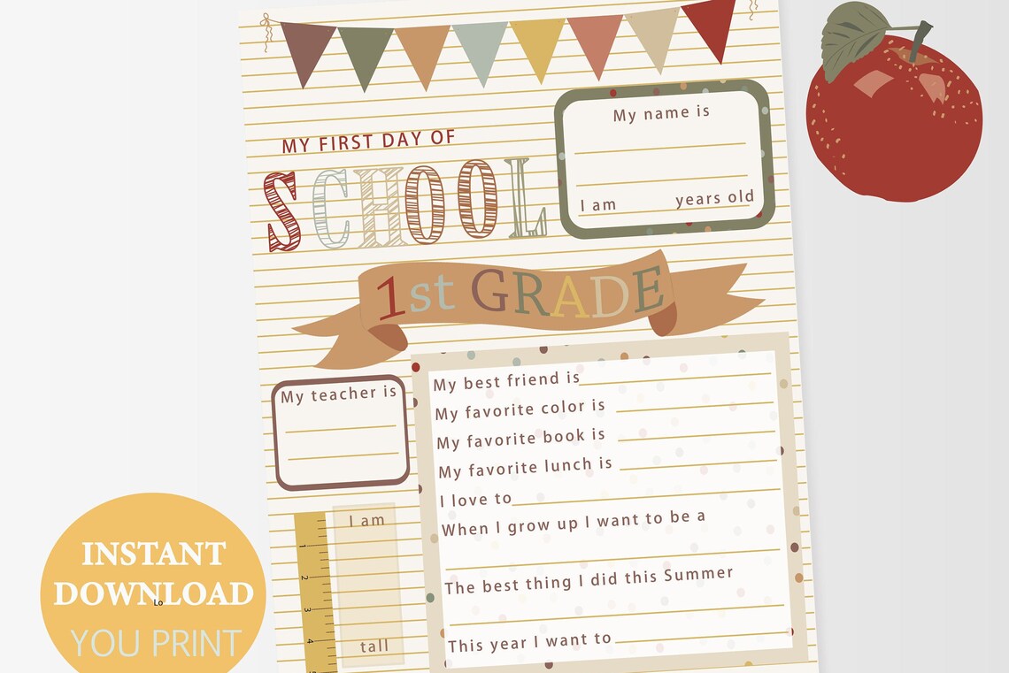 1st GRADE Welcome Back to School Printable INTERVIEW, Back to School ...