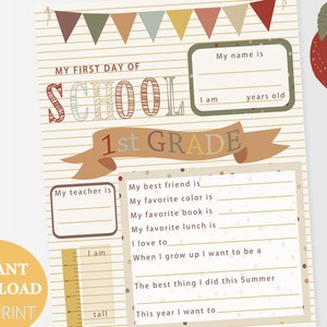 1st GRADE Welcome Back to School Printable INTERVIEW, Back to School ...