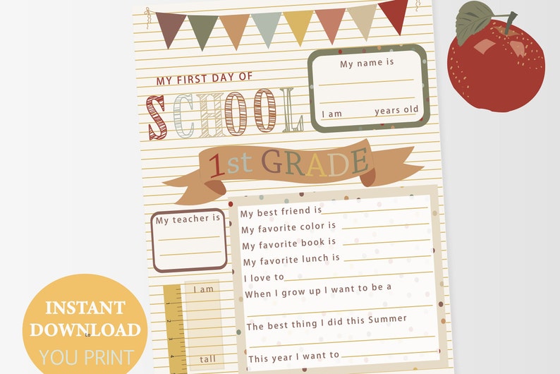 1st GRADE Welcome Back to School Printable INTERVIEW, Back to School ...