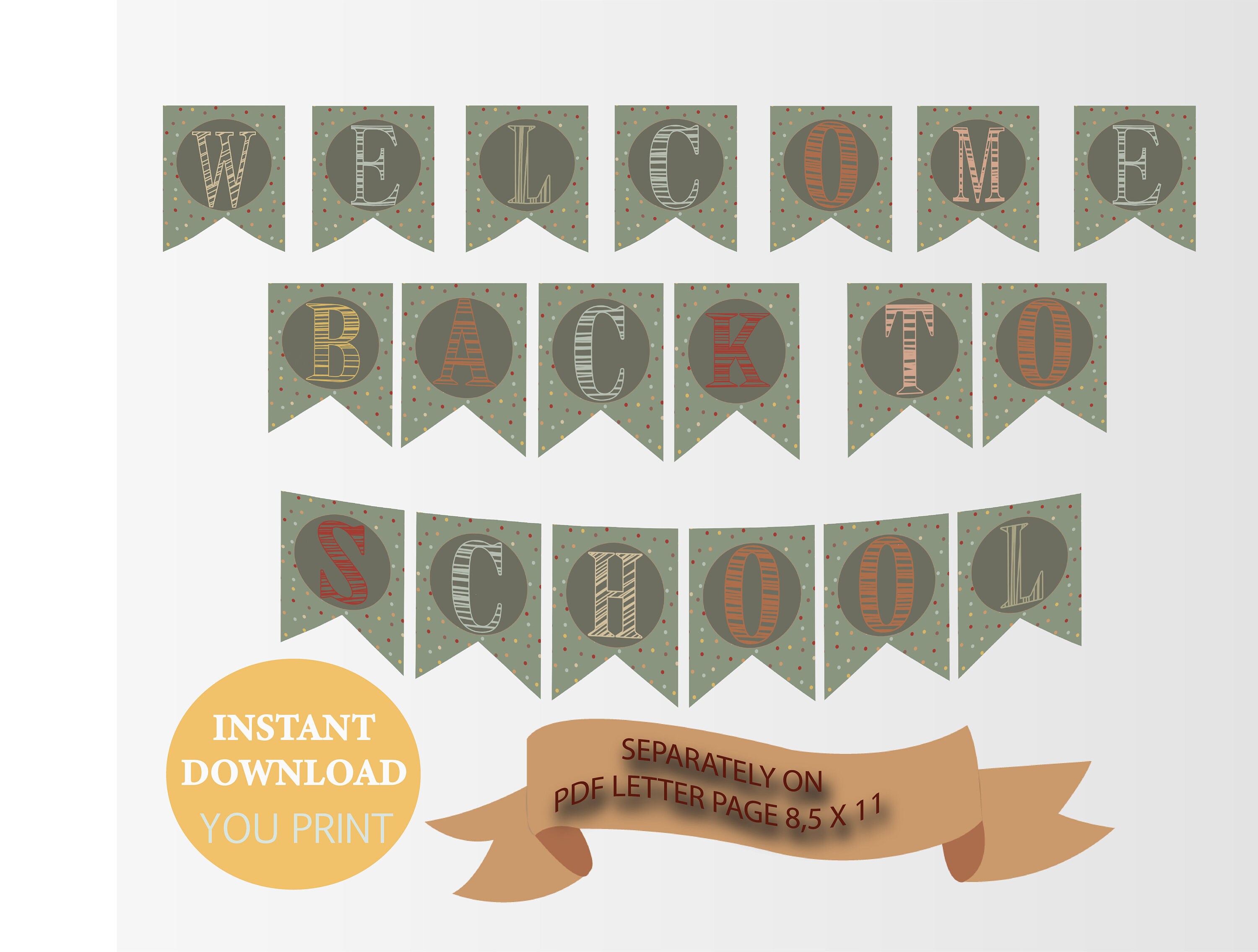 BANNER Welcome Back to School Printable, Back to School Flags, Instant ...