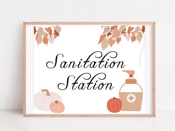 Sanitation Station Thanksgiving Sign Printable Sanitation | Etsy