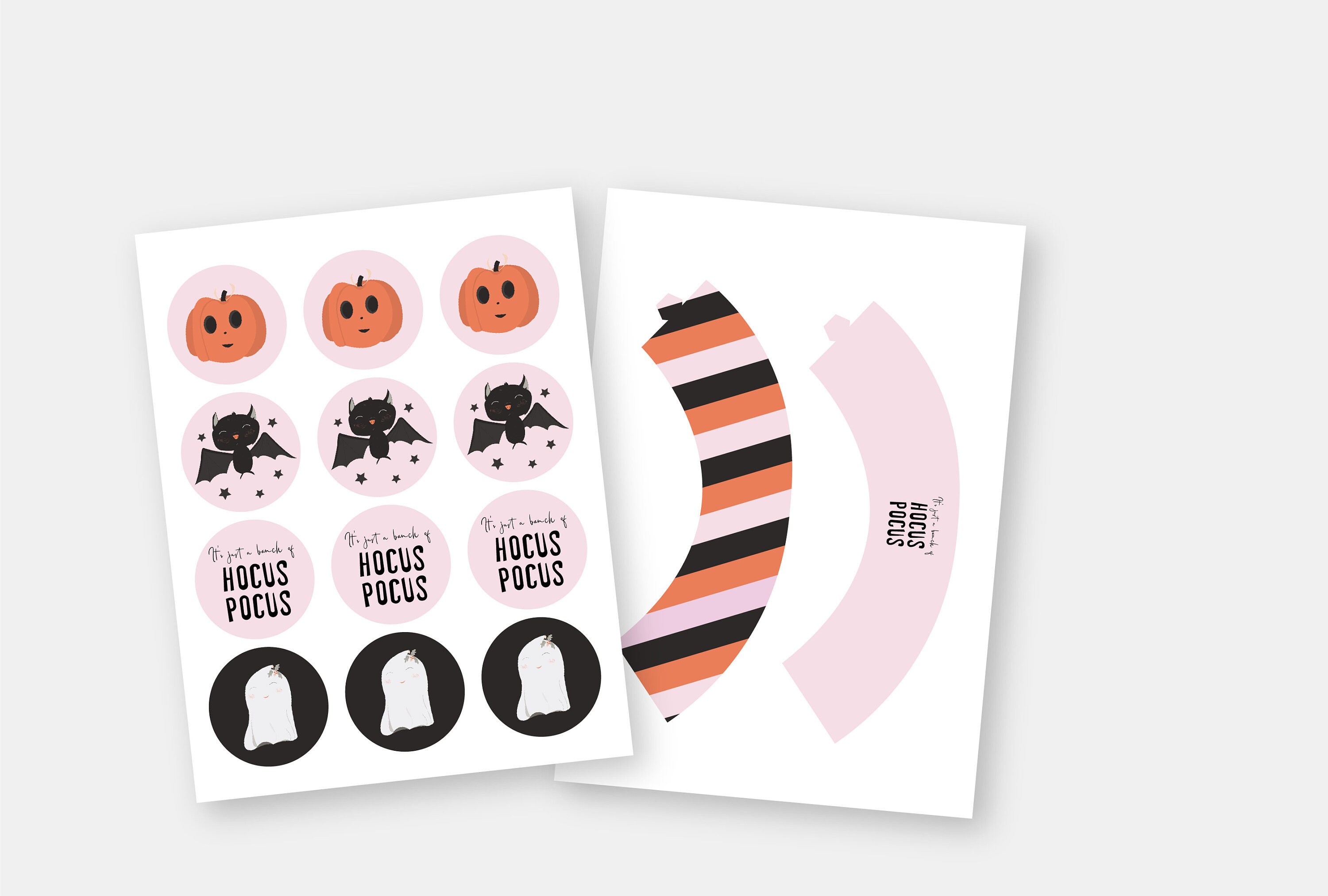 PINK Halloween Cupcake Toppers, Cute Halloween, Kids Toppers, Pumpkin ...