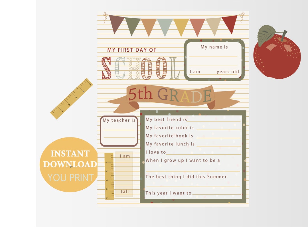 5th GRADE Welcome Back to School Printable INTERVIEW, Back to School ...