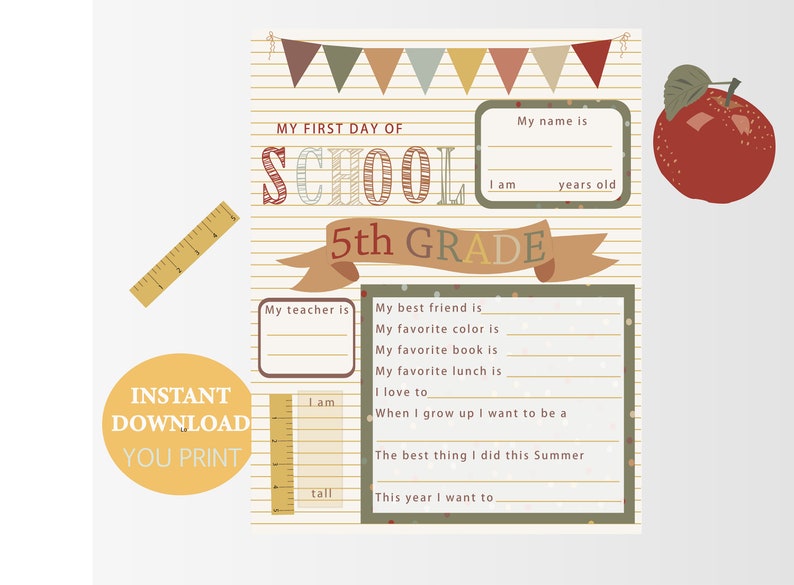 5th GRADE Welcome Back to School Printable INTERVIEW, Back to School ...