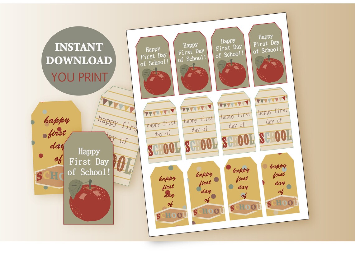 GIFT Tags Welcome Back to School Printable, Back School Gift Labels ...