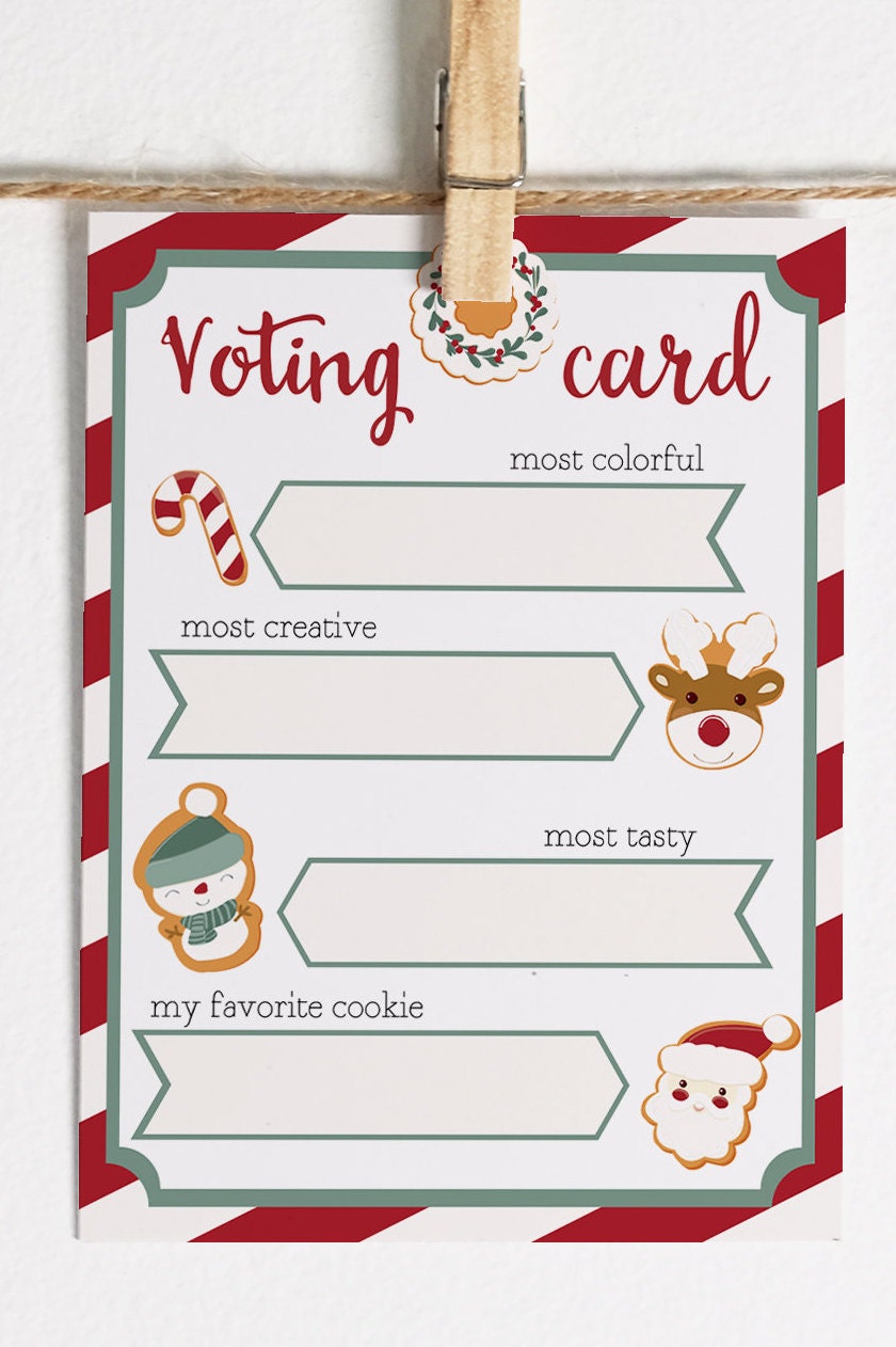 Christmas Cookie Exchange Voting Card, Cookie Competition Voting Card ...