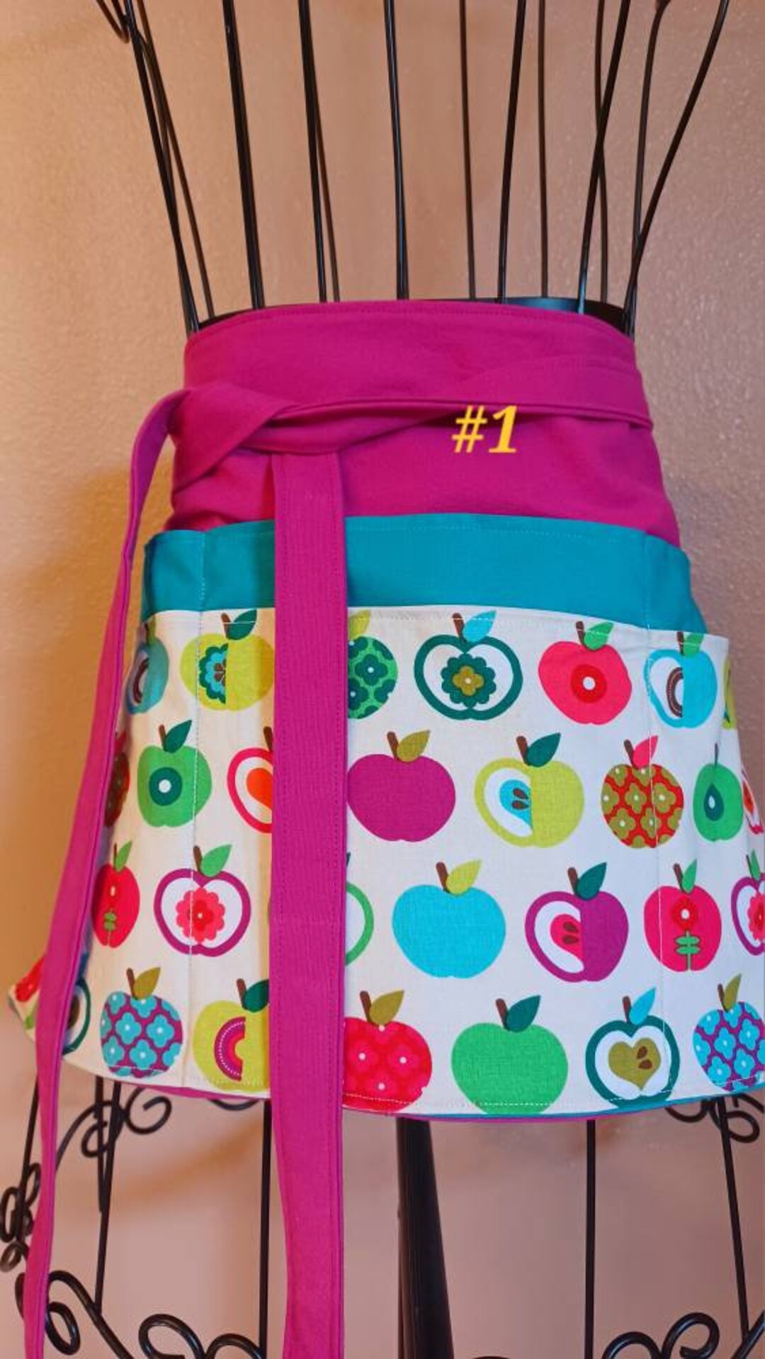 Apples 6 Pocket Apron, Teacher Apron, Vendor Apron, Waist Apron, Half ...