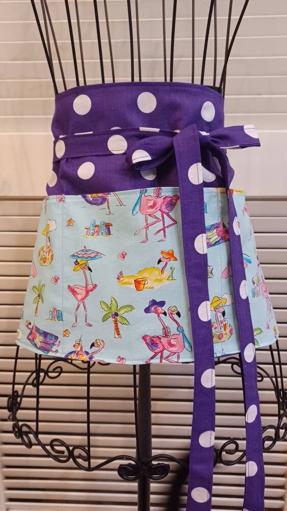 Flamingo Beach 3 Pocket Apron, Server Apron, Waitress Apron, Vendor ...