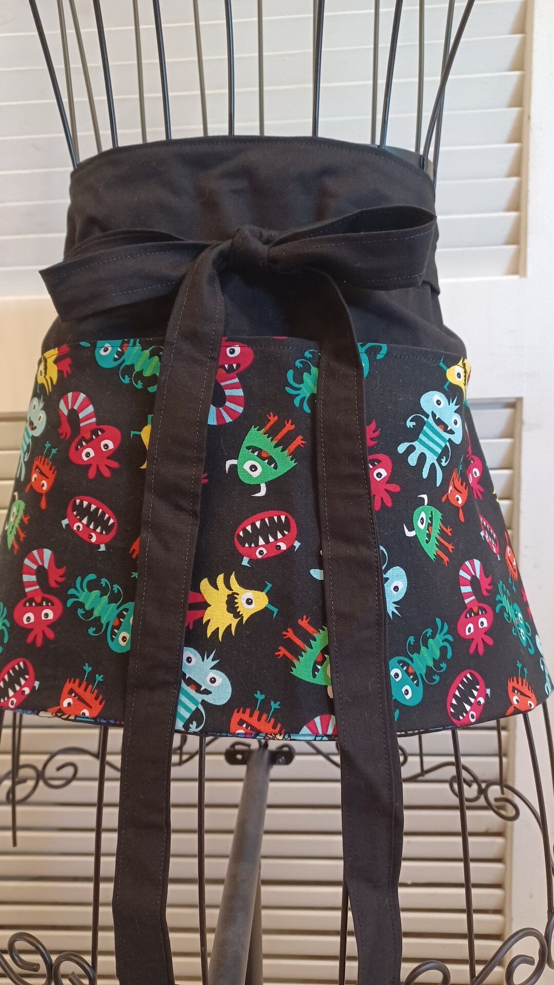 Whimsical Monster 3 Pocket Apron, Server Apron, Waitress Apron, Teacher ...