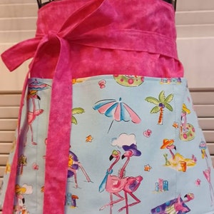 Flamingo Beach 3 Pocket Apron, Server Apron, Waitress Apron, Vendor ...