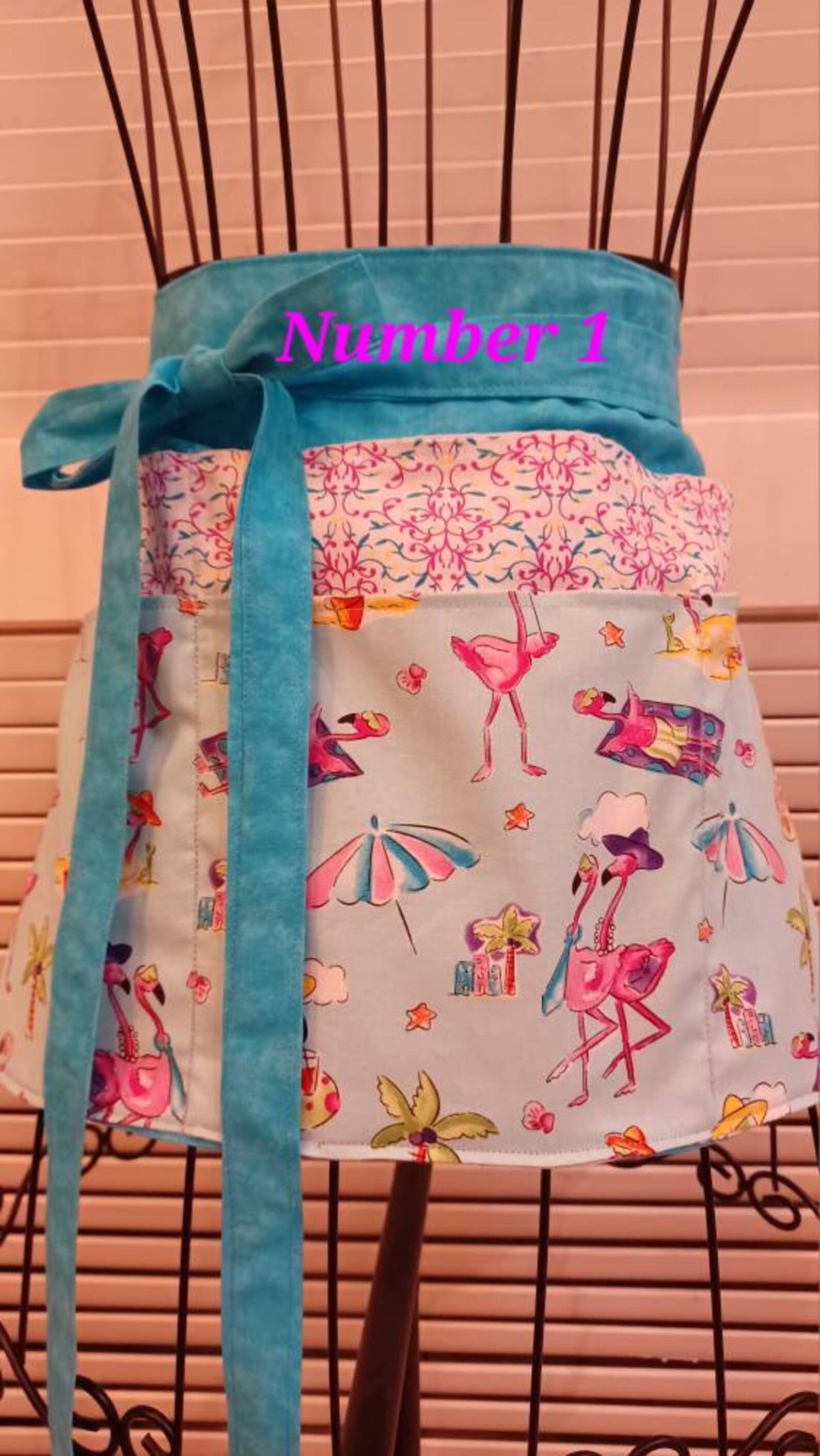 Flamingo Beach 6 Pocket Apron, Server Apron, Waitress Apron, Vendor ...