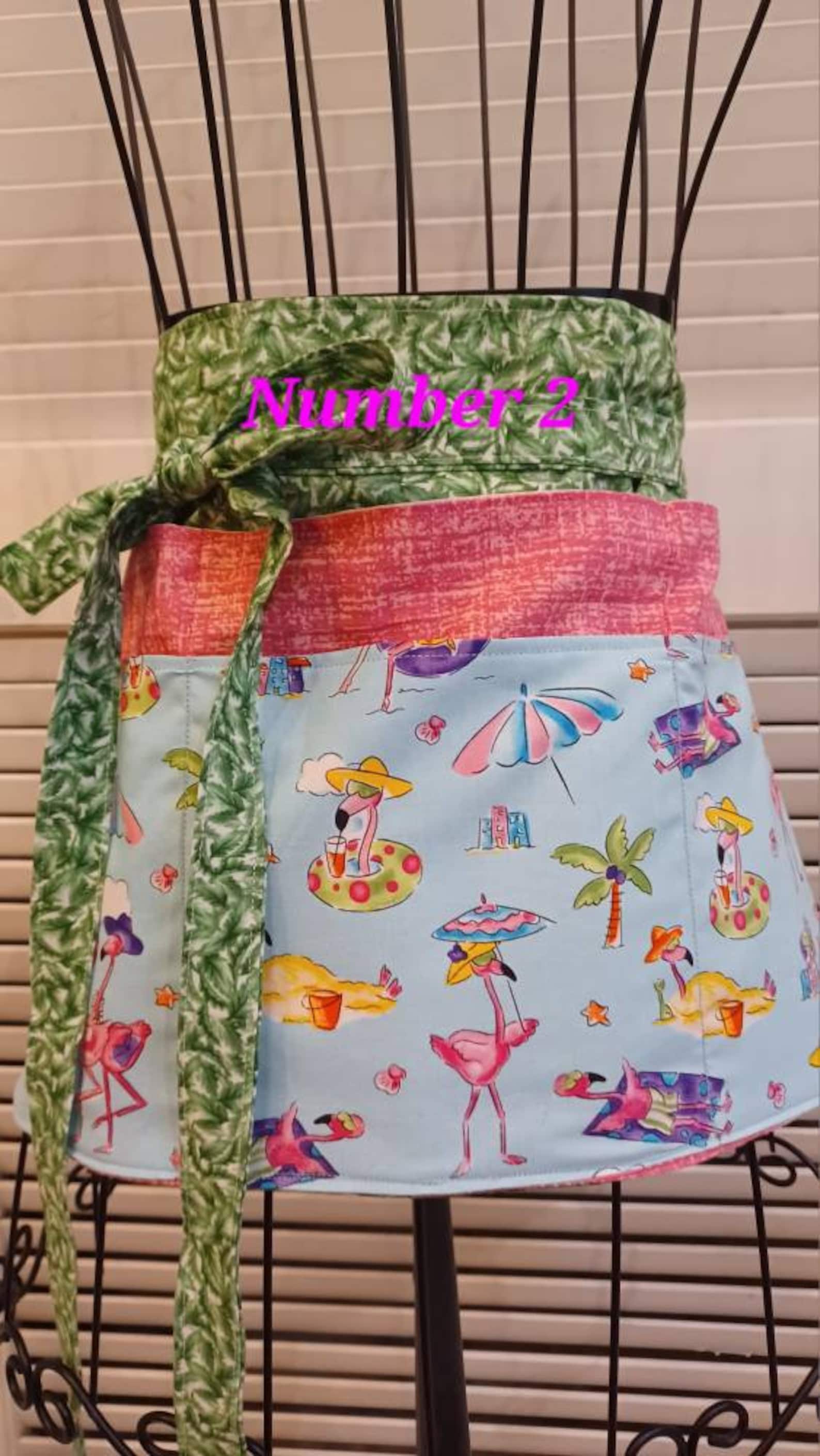 Flamingo Beach 6 Pocket Apron, Server Apron, Waitress Apron, Vendor ...
