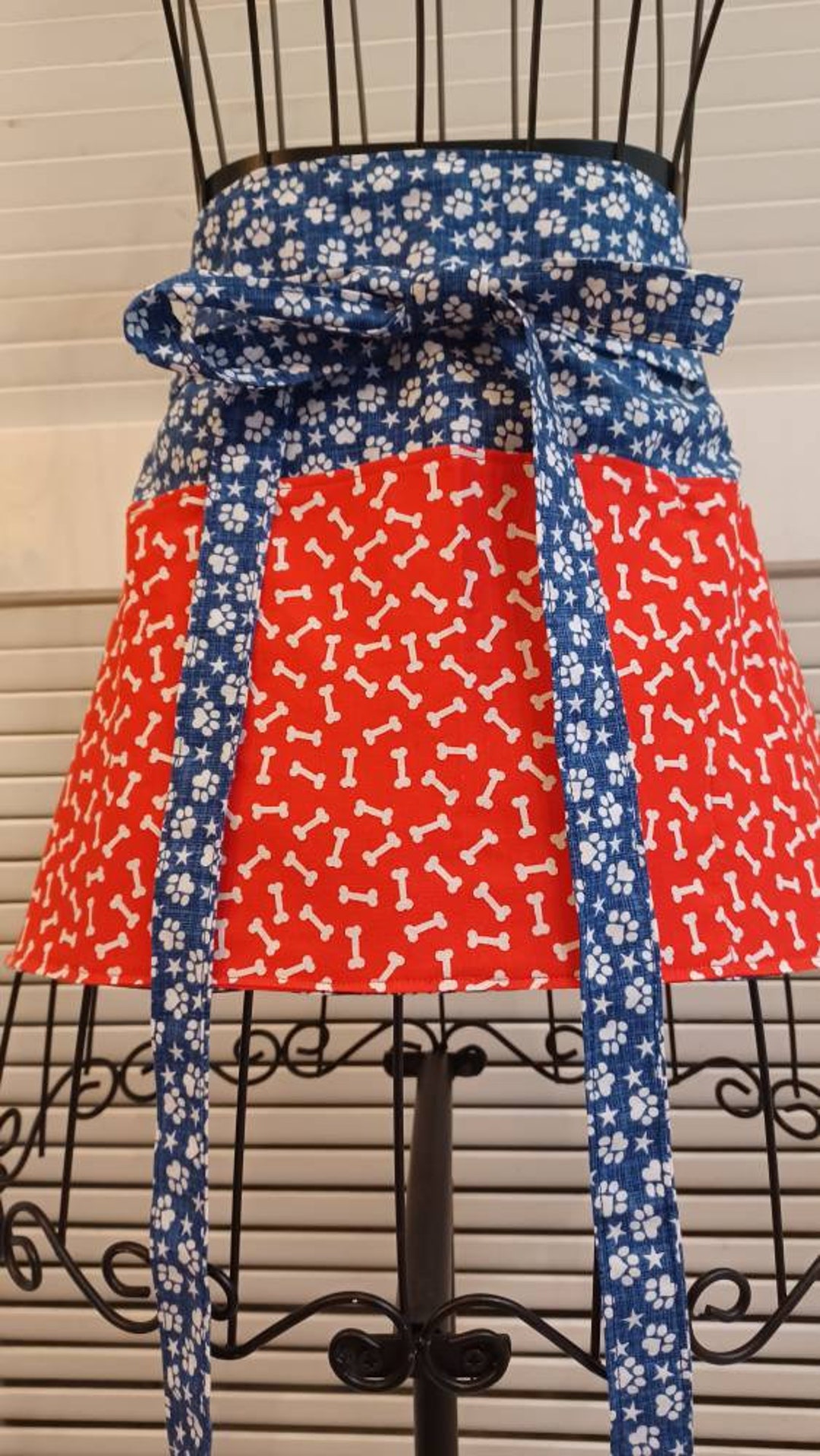 Patriotic Dog 3 Pocket Waitress Teacher Server Vendor Half Waist Apron ...