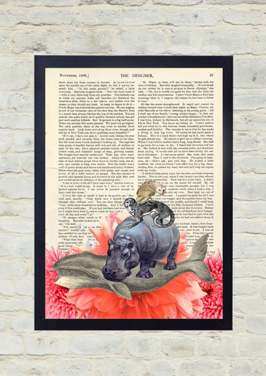 Vintage Print Animal Pyramid. Collage Wall Art, Vintage Home Decor, Old ...