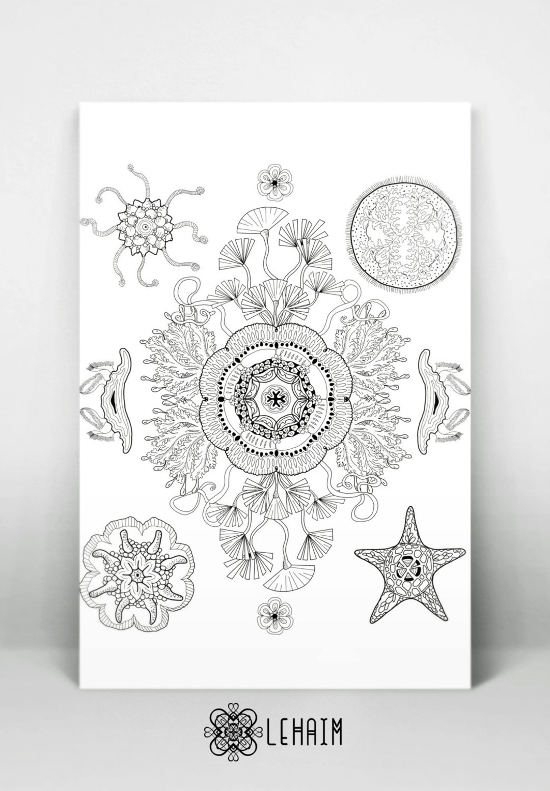 Adults and Children Colouring Page, Sea Creatures, Printable Zendoodle ...