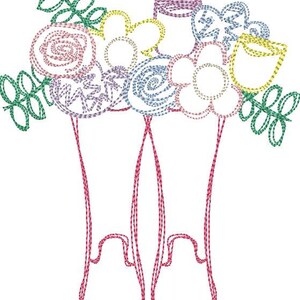 Scratchy Floral Wellies Quick Stitch Machine Embroidery Design - Etsy