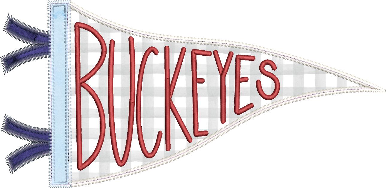 Buckeyes Handlettered Pennant Flag Applique Machine Embroidery Design ...