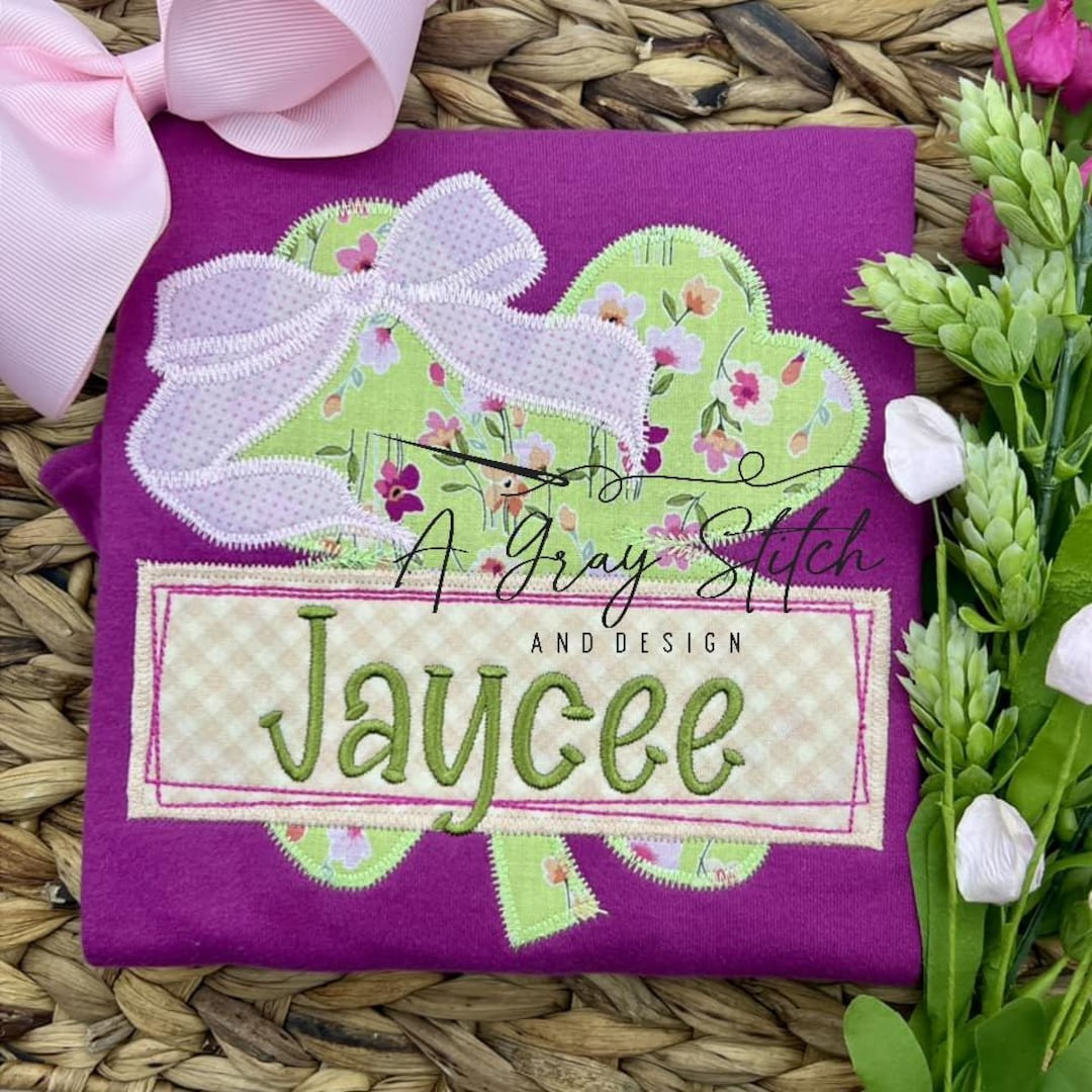 Zig Zag Applique Coquette Shamrock With Name Frame Machine Embroidery ...
