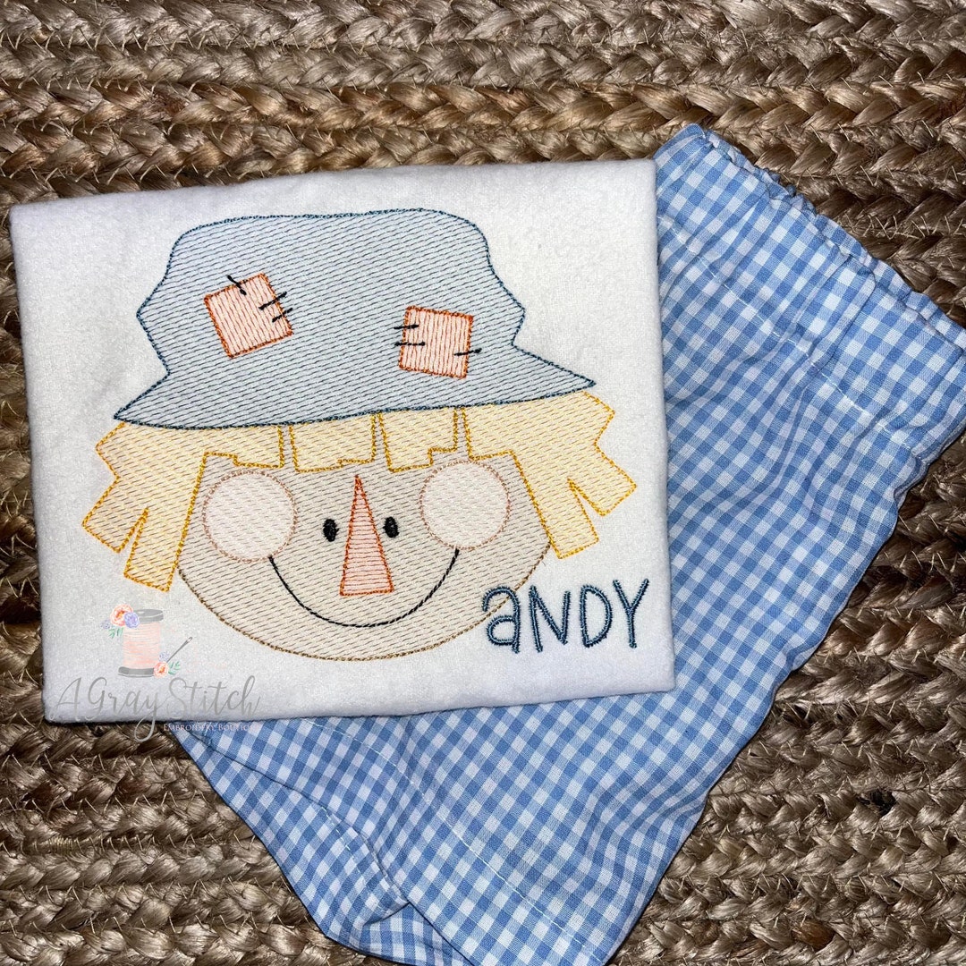 Sketch Fill Machine Embroidery Design Scarecrow Boy Fall Design - Etsy