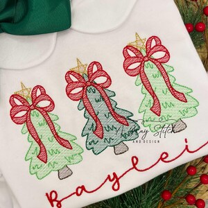 Sketch Fill Whimsical Christmas Tree Trio Applique Machine Embroidery ...