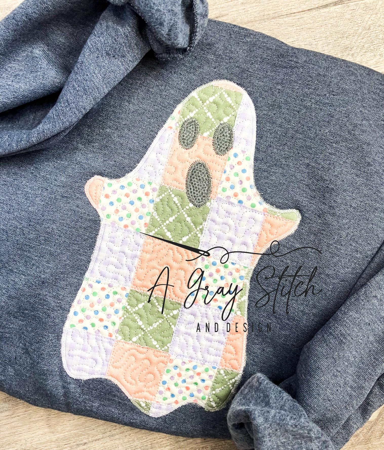 Quilted Square Patchwork Ghost Applique Machine Embroidery Design - Etsy